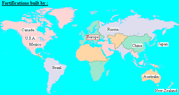 MILITARY FORTIFICATIONS OF THE WORLD : MAP WORLD